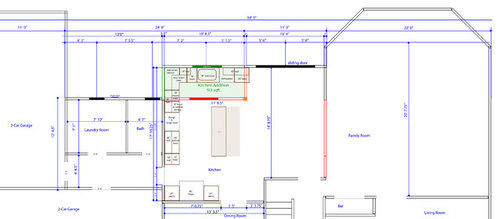 How can I incorporate a support post in my kitchen layout?