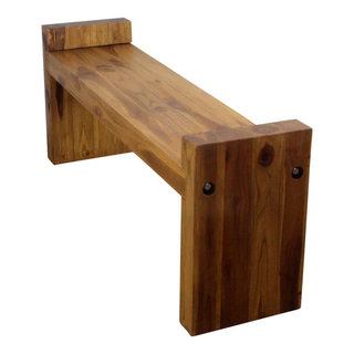 Teak Block Bench - Rustic - Outdoor Benches - by Strata Furniture | Houzz