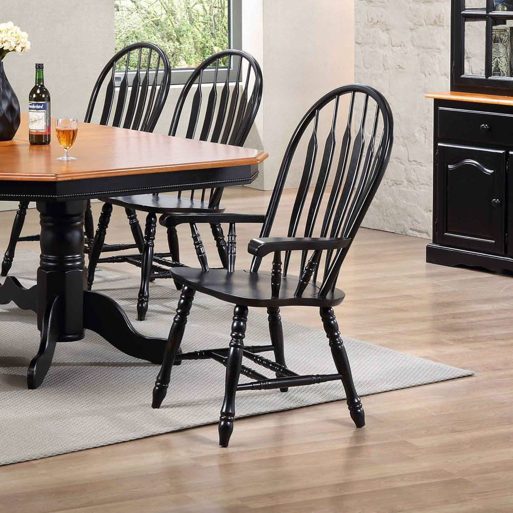Black Cherry Selections Comfort Back Windsor Dining Chair with Arms ...