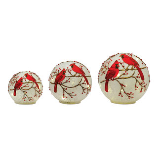 LED Cardinal Globe, 3-Piece Set - Traditional - Holiday Lighting - by ...