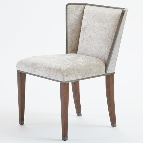 Luxe Textured Silver Velvet Contemporary Chair, Wing Side Desk Accent ...