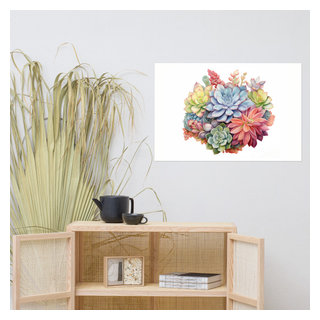Poster Wall Room: Blooming Succulents Watercolor Painting - Digital ...