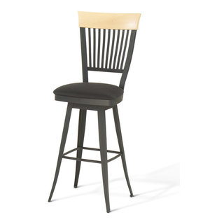 Amisco Annabelle Swivel Stool with Wood Backrest 41419, 30 ...