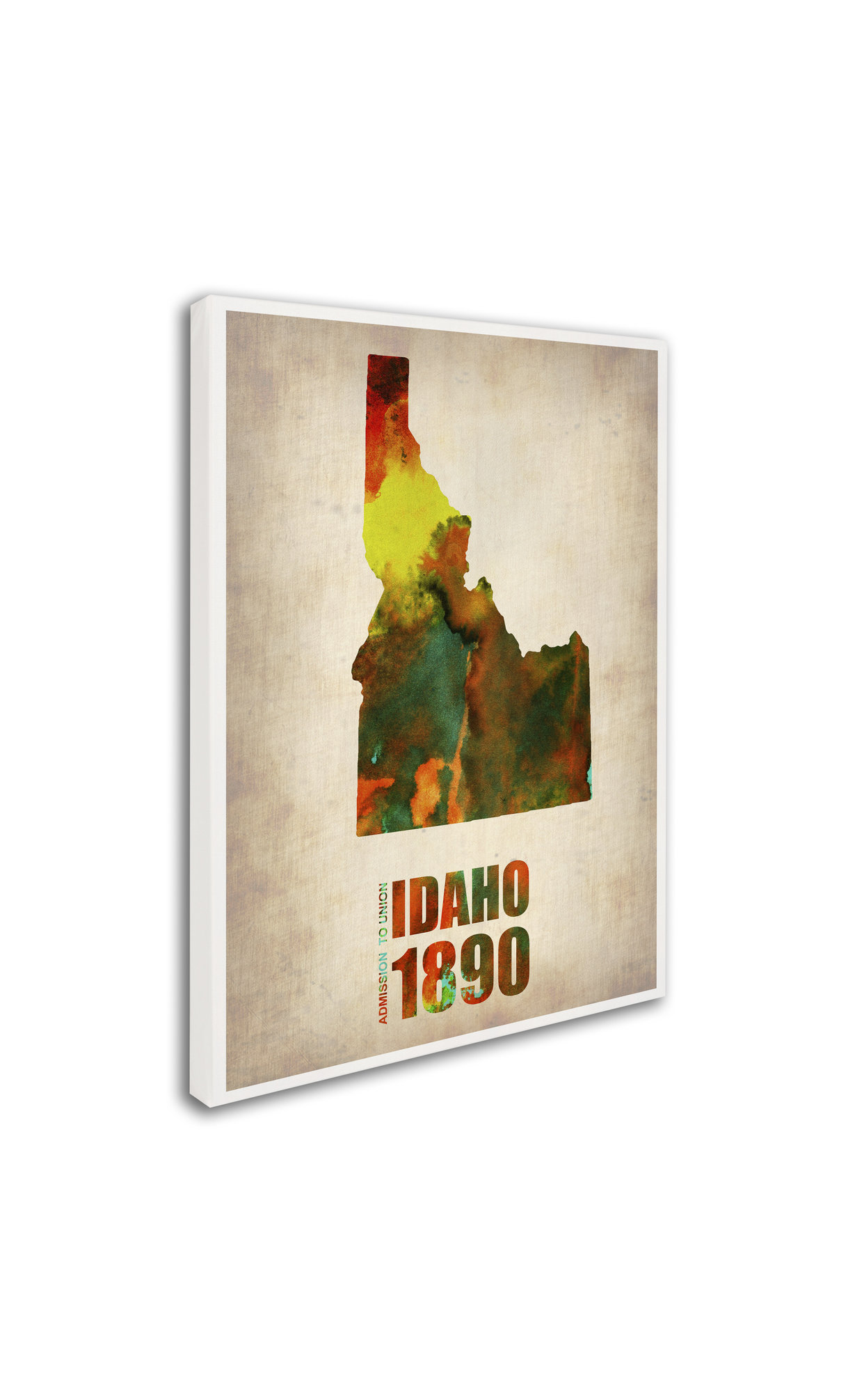 'Idaho Watercolor Map' Canvas Art by Naxart, 14" x 19" - Contemporary ...