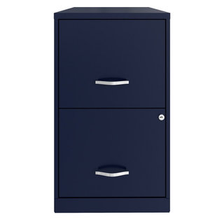 UrbanPro 18" Modern Metal File Cabinet with 2 Drawers in Navy ...