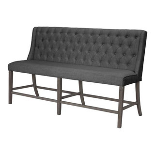 Classic Counter Height Upholstered Bench With Backrest And Tufted ...