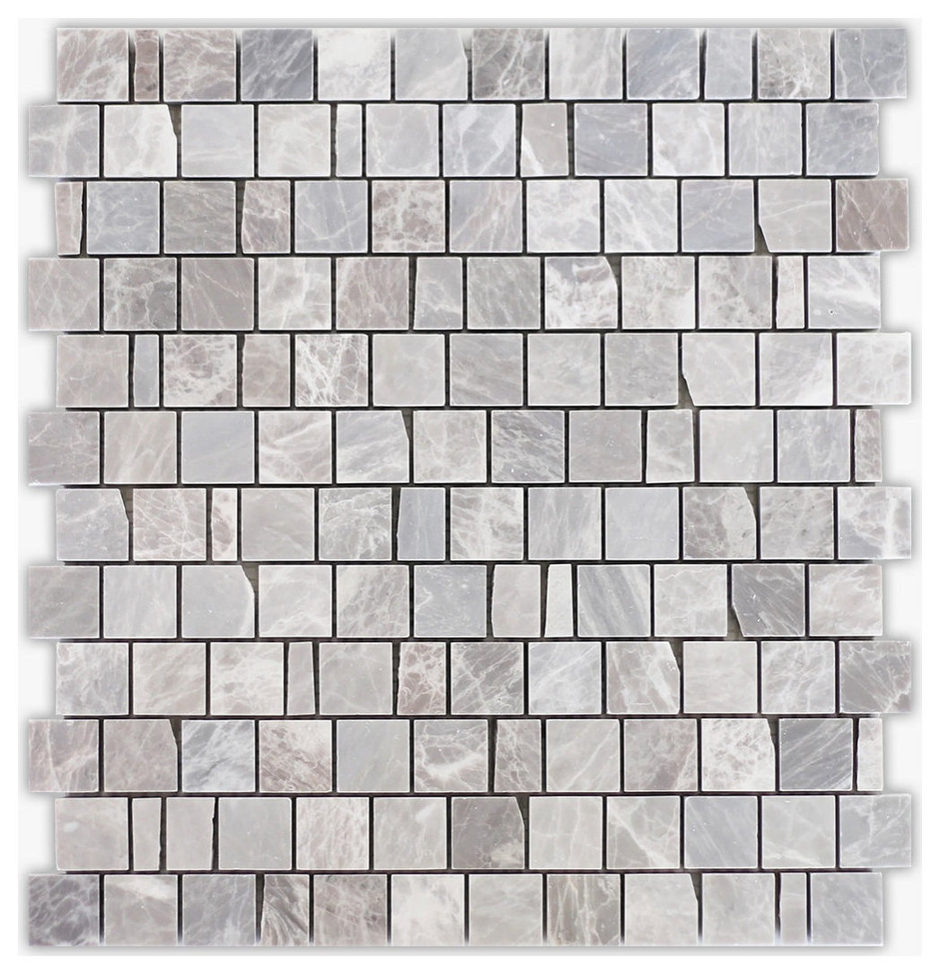 Norde Grigio Honed Brick RB Marble Mosaic, 12x12 - Traditional - Mosaic ...