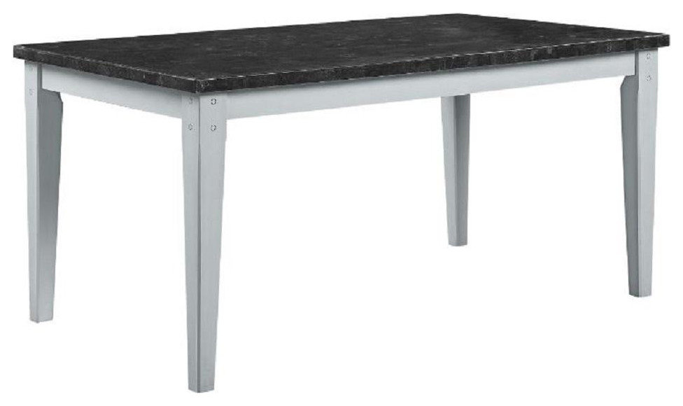 Lanton Marble and Antique White Finish Dining Table - Transitional ...