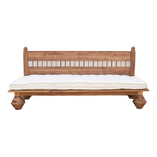 Natural Lotus Floral Reclaimed Wood Daybed - Mediterranean - Daybeds ...