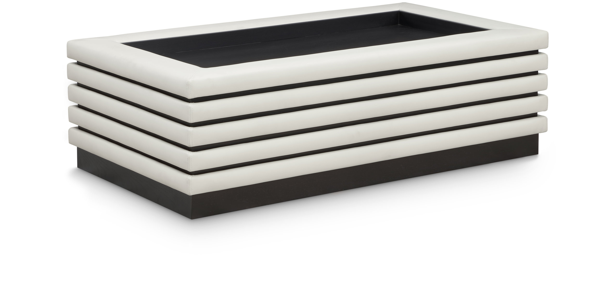 Rory Black Faux Leather Coffee Table, Rectangular - Transitional ...