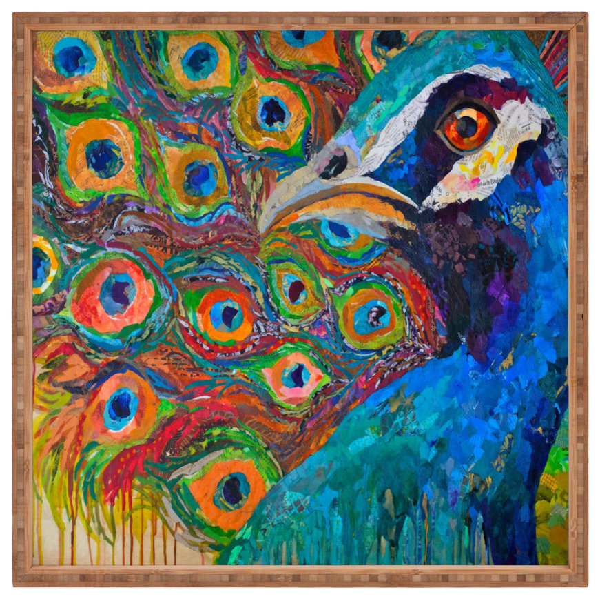 Elizabeth St Hilaire Nelson Peter Peafowl Square Tray, Medium ...