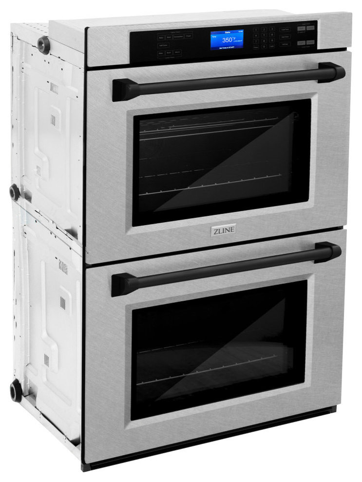 ZLINE DuraSnow Stainless Steel Double Wall Oven With Matte Black, AWDSZ ...