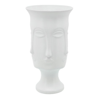 15"h Multi Faced Vase, White - Contemporary - Vases - by Beyond Design ...