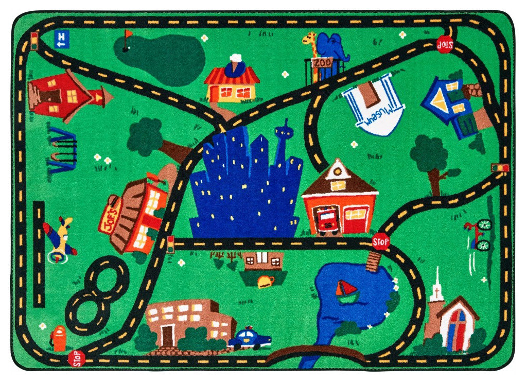 Cruisin Around the Town Carpet, 3'10"x5'5" - Contemporary - Kids Rugs ...