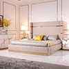 Trace Beige Bonded Leather and Gold Bed, Eastern King - Contemporary ...
