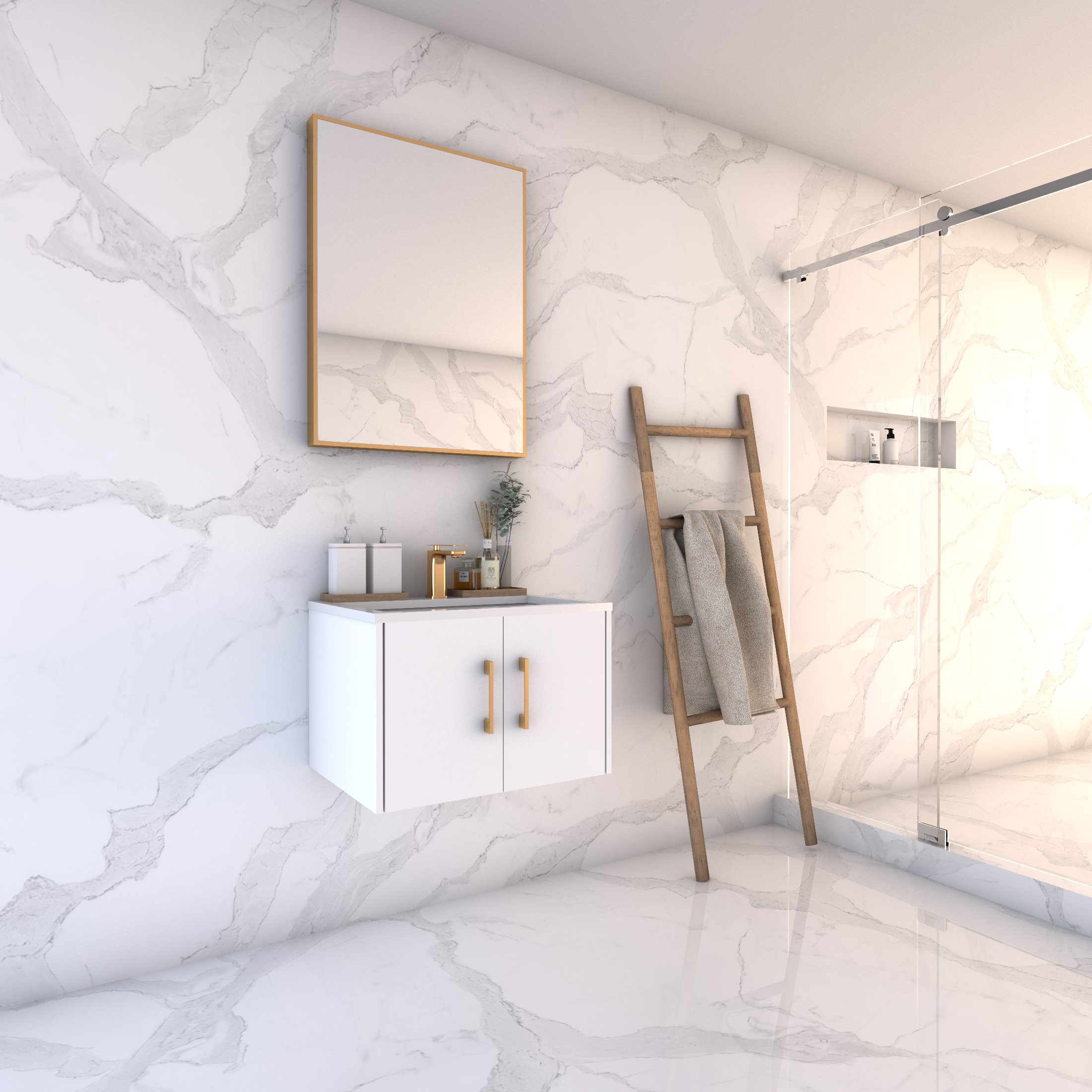 Wall Mounted Single Bathroom Vanity, Acrylic Top, 30" - Modern ...