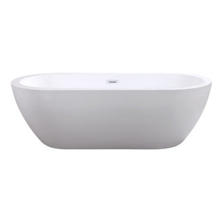 ARIEL 71" Acrylic Freestanding Bathtub Polished Chrome and Overflow ...