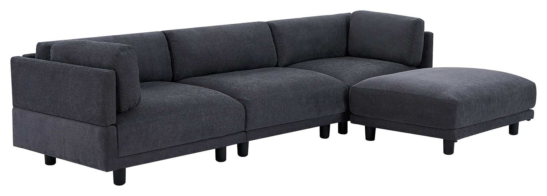 L Shaped Couch Upholstered Convertible Sectional Sofa with Ottoman ...