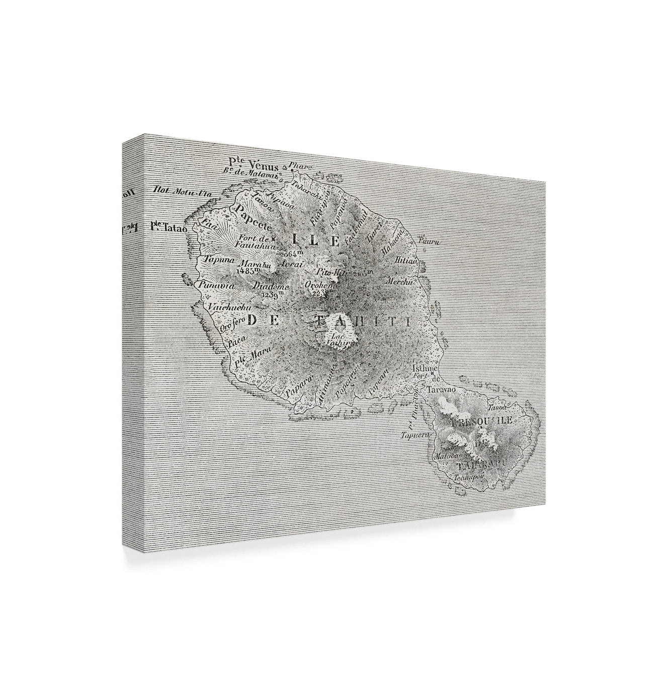 French School 'Map Of Tahiti Island, French Polynesia' Canvas Art, 18 ...