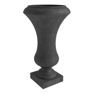 Daisy Series Poly Fiber Stone Planter in Black, 14 Dia, 24.8 High ...