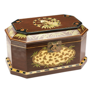 Wood Safari Themed Decorative Box, Brown - Traditional - Jewelry Boxes ...