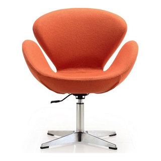Manhattan Comfort Raspberry Fabric Height Adjustable Chair in Orange ...