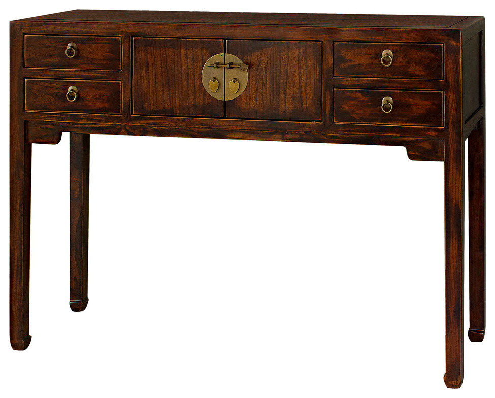 Mahogany Finish Elmwood Chinese Mandarin Console - Asian - Console ...
