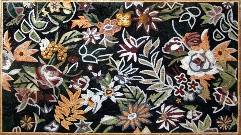 Colorful Abstract Flower Tiles, 59" x 35" - Traditional - Tile Murals ...