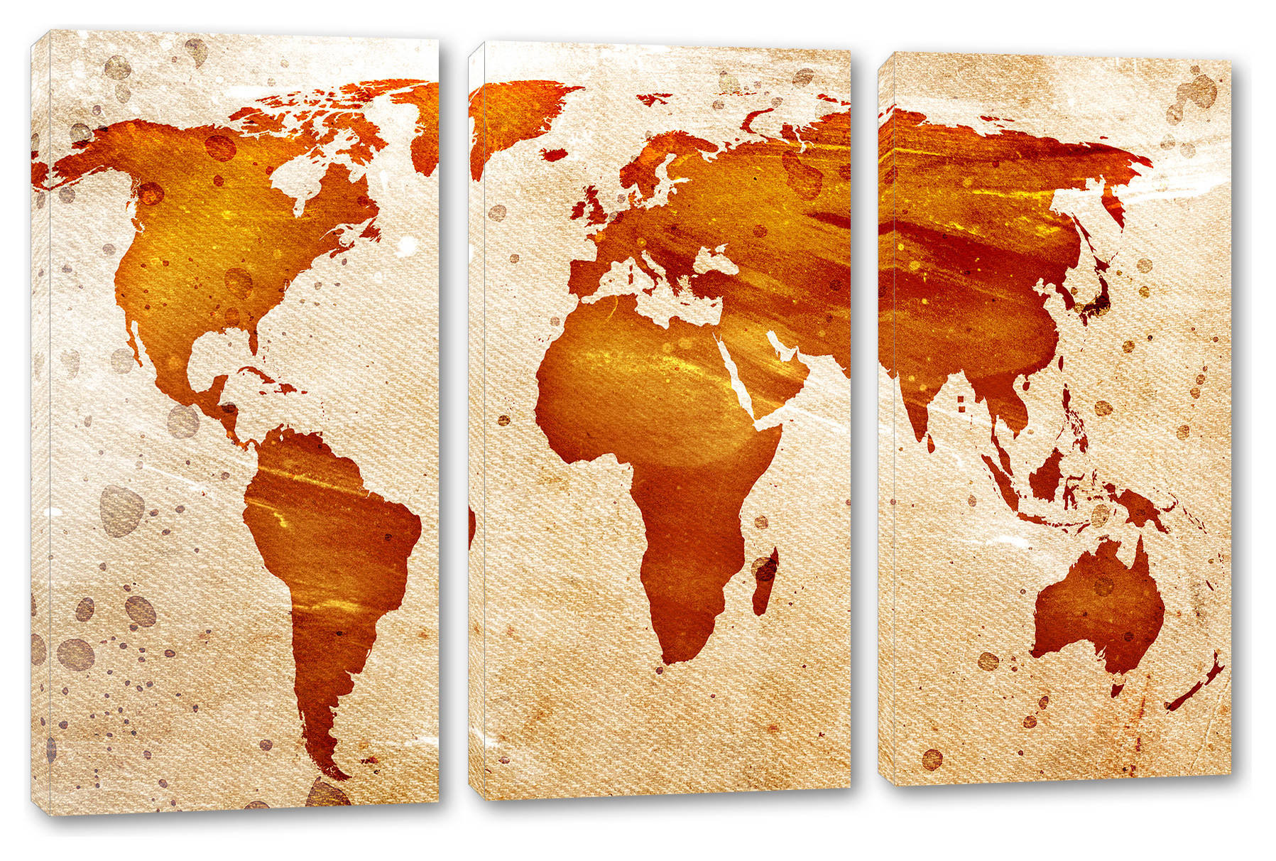 Abstract Art World Map Canvas Print, 3 Panel Split, Triptych Wall Art, 60x40 - Contemporary ...