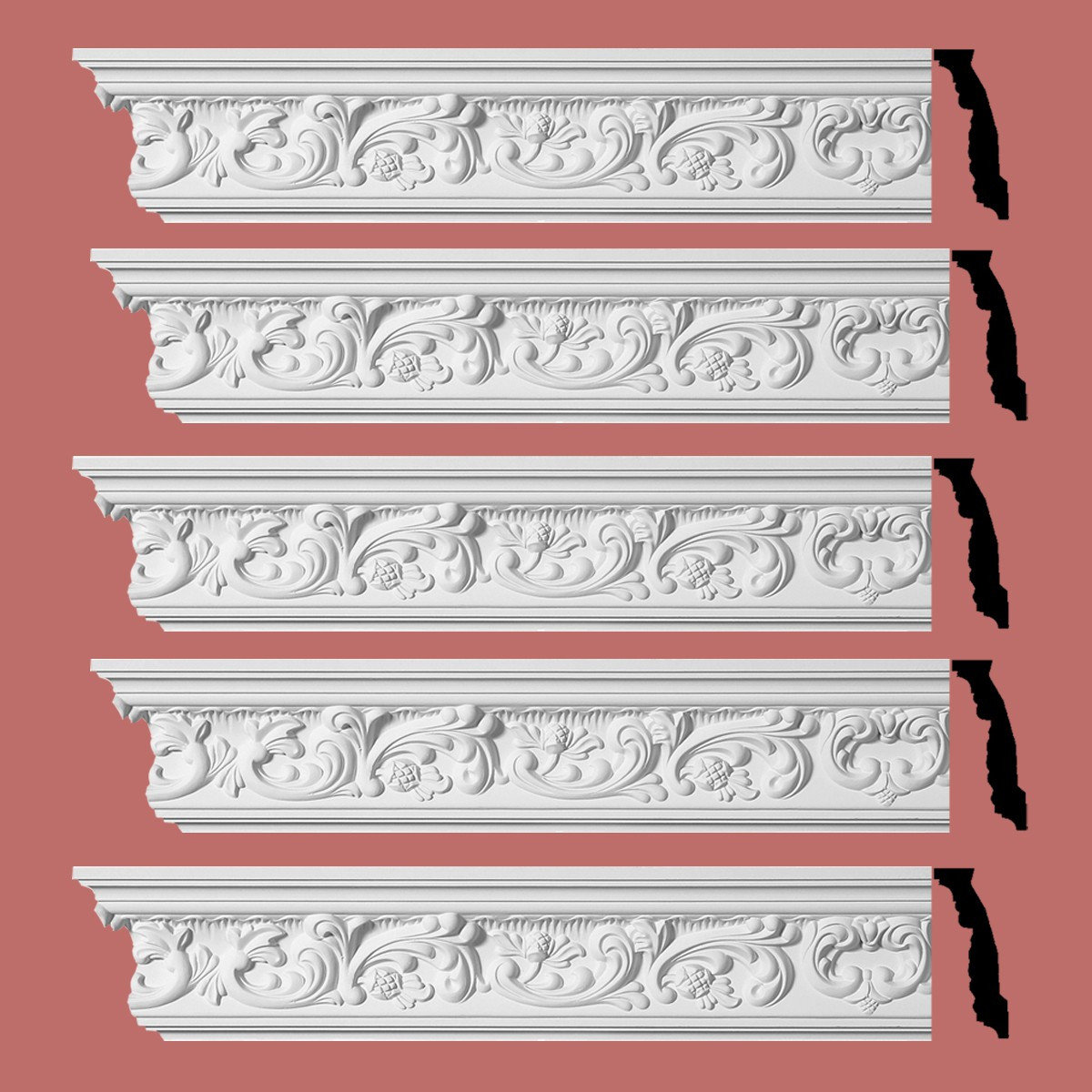 Ornate Cornice White Urethane Cannes Design 5 Pieces Totaling 470 ...