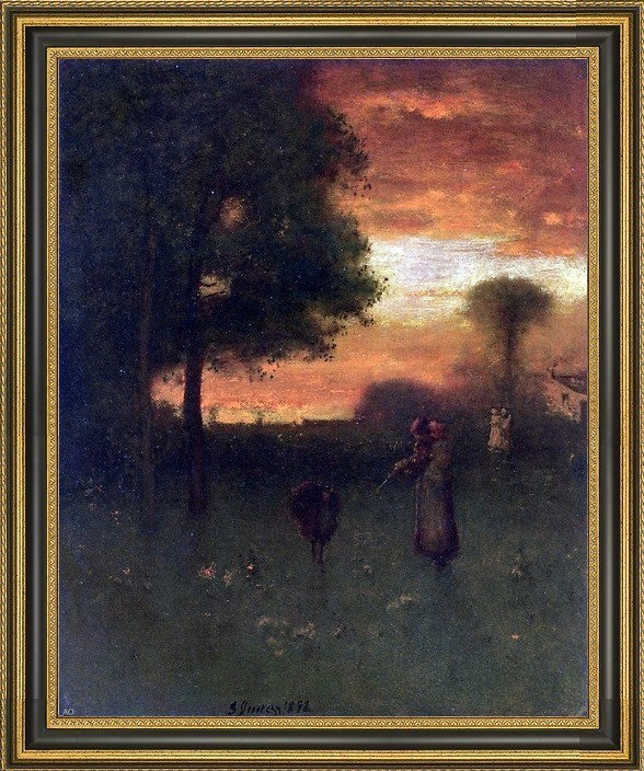 George Inness Sunset Framed Premium Canvas Print, 16"x20" - Traditional ...