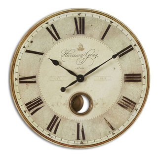 Uttermost Harrison Gray 30" Clock, 30.000 - Farmhouse - Wall Clocks ...