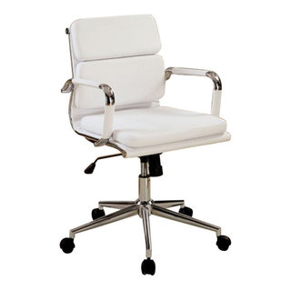 Leatherette Contemporary Office Chair, Small, White - Contemporary ...