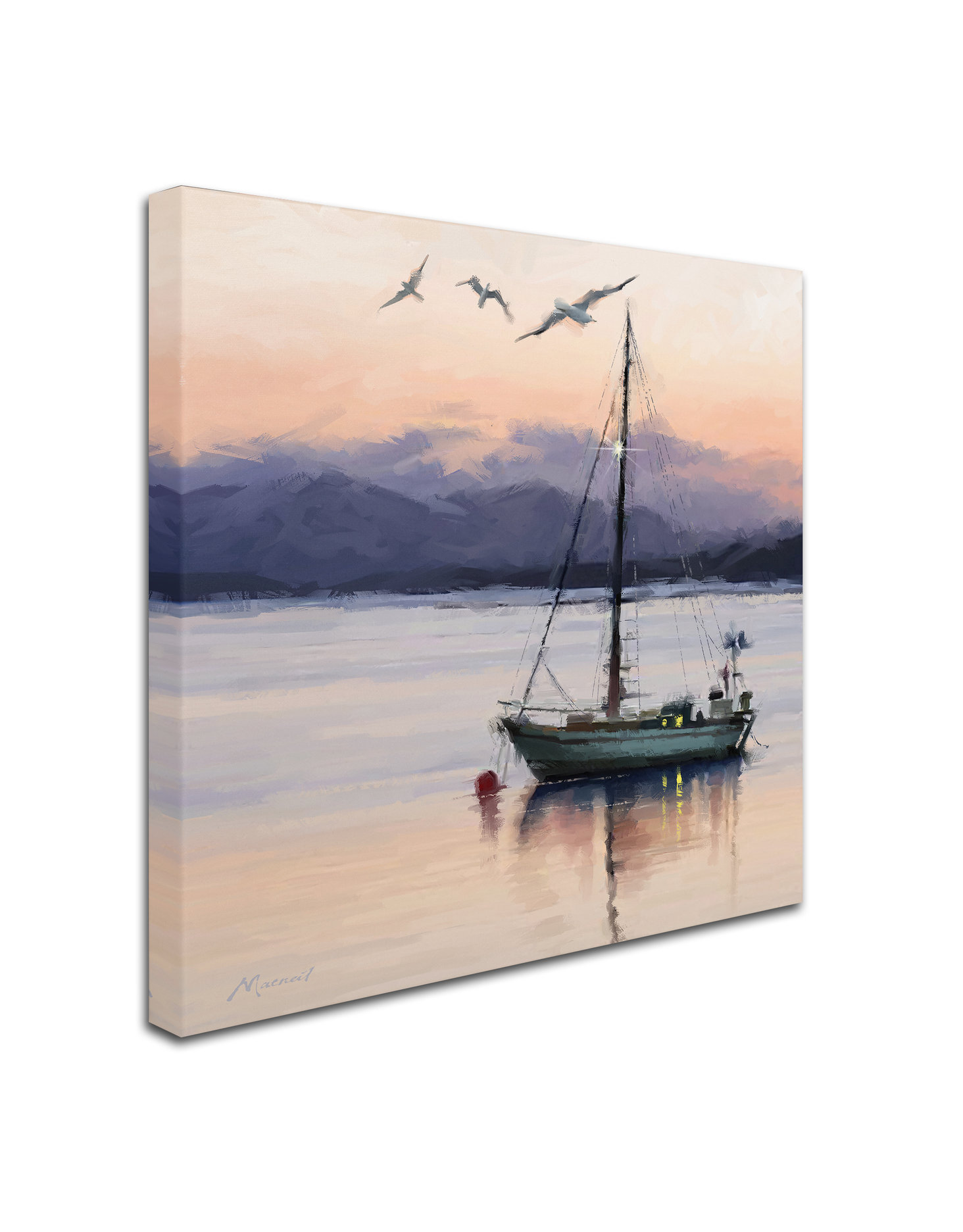 The Macneil Studio 'Evening Mooring' Canvas Art, 14"x 14" - Beach Style ...