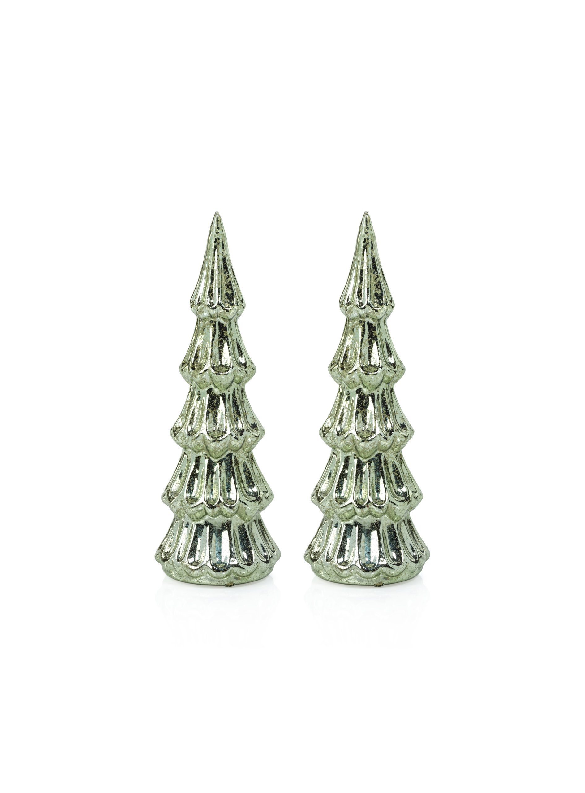Marron Vintage Light Green LED Glass Tabletop Trees, Set of 2, 12 ...