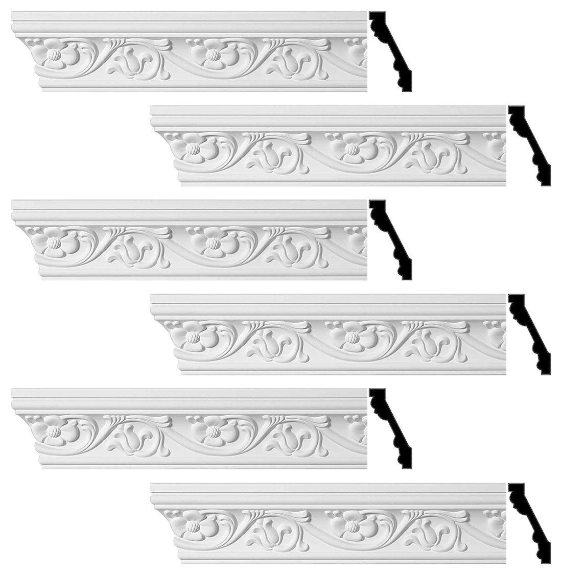 Ornate Cornice White Urethane Sainte Anne Design 6 Pieces Totaling 576 ...