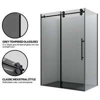 Echarri Rectangle Sliding Frameless Shower Enclosure, Tinted Glass, 48" W X 78"h - Contemporary ...