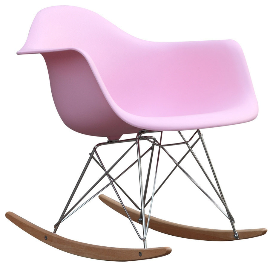 Modern Classics Rocker Arm Chair, Pink, 26"H x 24"W x 27"D - Midcentury ...