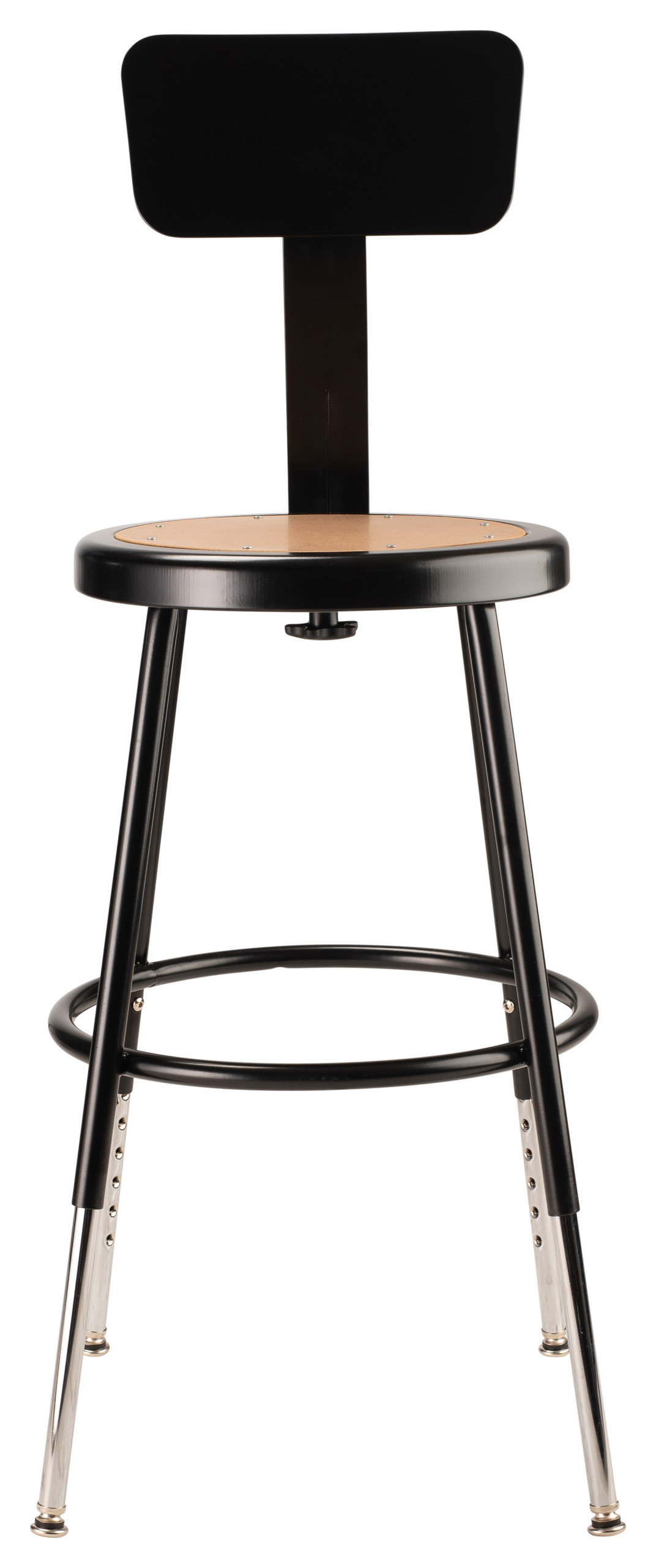 NPS Height Adjustable Heavy Duty Steel Stool With Backrest, Black, 19 ...