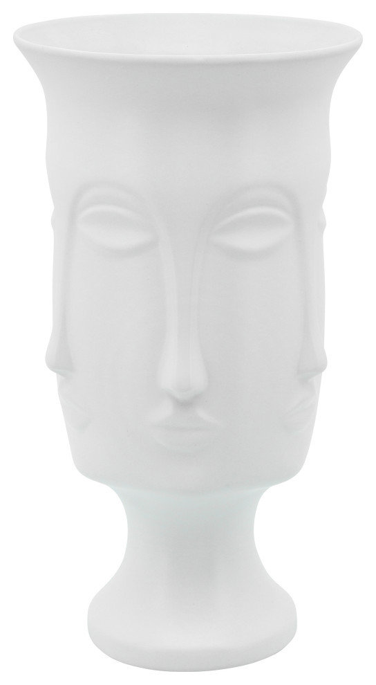 8" Multi Faced Vase, White - Contemporary - Vases - by Sagebrook Home ...