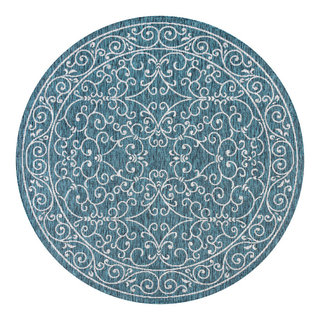 Charleston Filigree Textured Weave Indoor/Outdoor, 6' Round ...