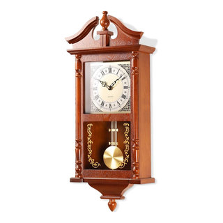 25IN Grandfather Vintage Wall Clock with Pendulum and Chime ...