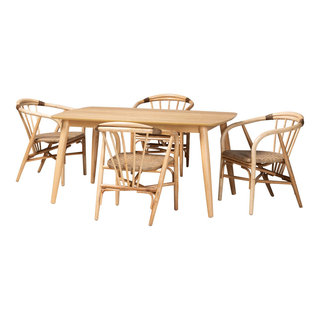 Gladys Rattan 5-Piece Dining Set - Tropical - Dining Sets - by Baxton ...