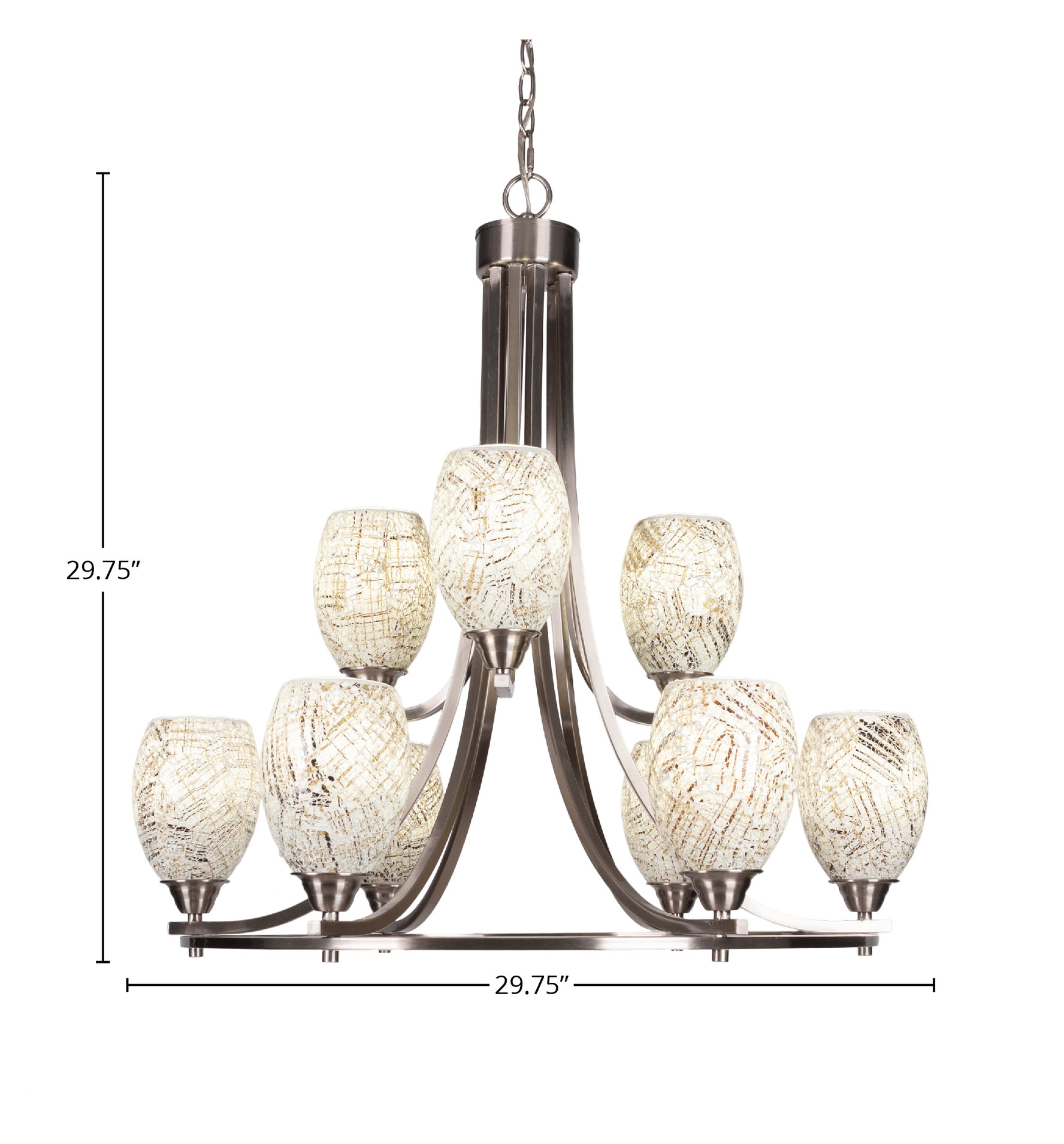 Paramount 9-Light Chandelier, Brushed Nickel, 5" Natural Fusion Glass ...