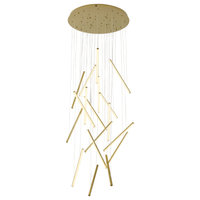 18-Light Brass Metal LED Chandelier With White Acrylic Diffusers ...