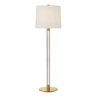 Riga Table Lamp, 1-Light, Crystal & Hand-Rubbed Antique Brass, Linen Shade, 33"H - Transitional ...