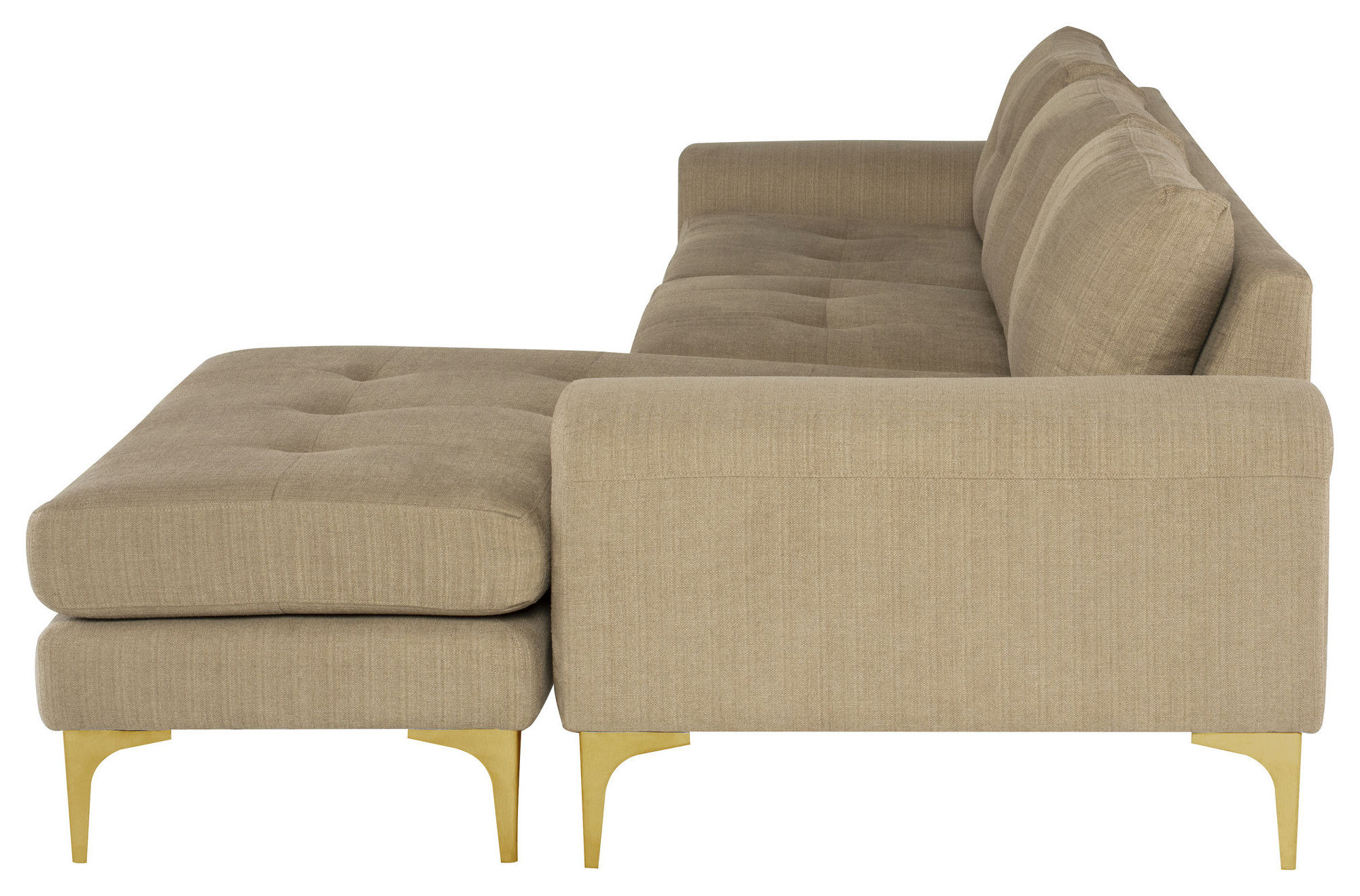 Colyn Burlap Fabric Sectional Sofa, HGSC671 - Midcentury - Sectional ...