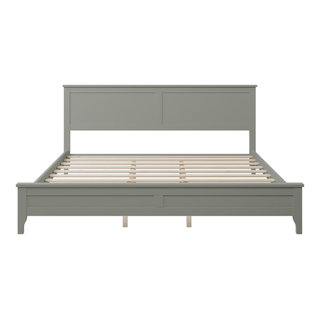 Gewnee Modern Gray Solid Wood King Platform Bed - Transitional - Canopy ...