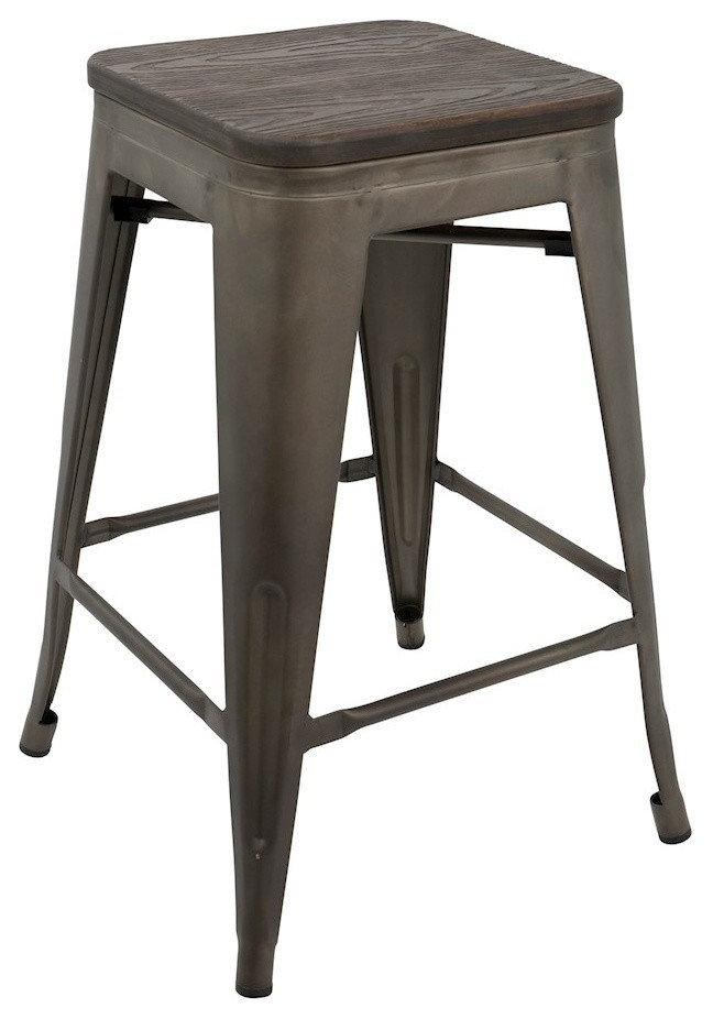 LumiSource Oregon Counter Stools, Set of 2, Antique/Espresso -CS-ORAN-E2 - Contemporary - Bar ...