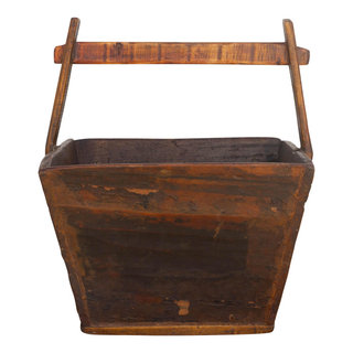 Brown Glazed Vintage Asian Basket - Eclectic - Baskets - by De-cor | Houzz